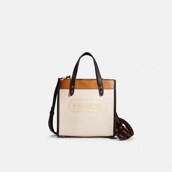 Coach | Bags | Coach Field Tote 22 Chalk Brass In Colorblock Mini ...
